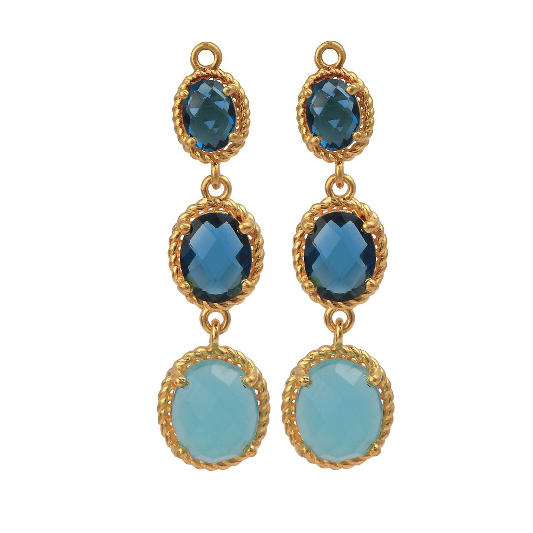 Hydro London Blue Topazcharm Prong Oval Shape Connector Pair - Etsy