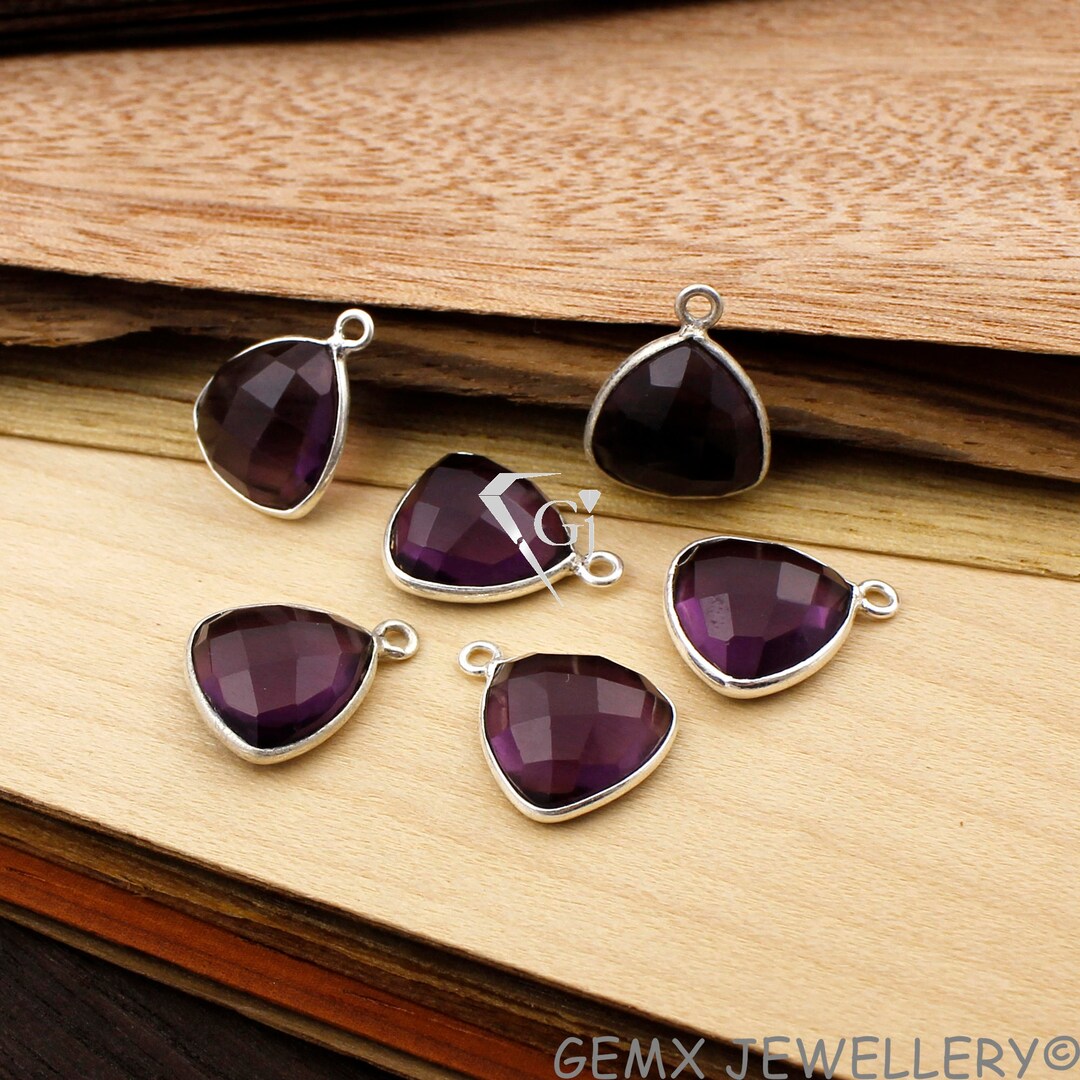 12 Mm Trillion Shape Checker Cut Amethyst Hydro Gemstone - Etsy