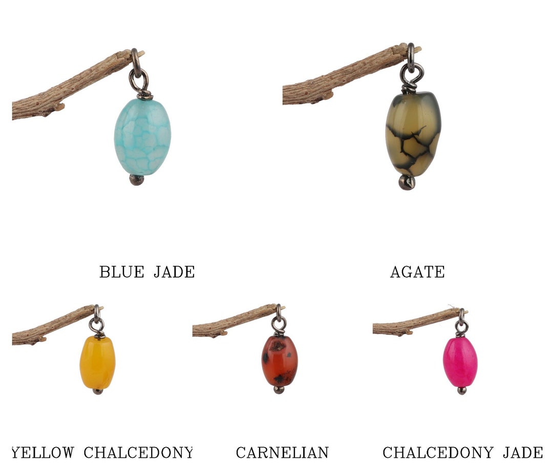 Natural Blue Jade Connector, Oval Shape Connector, 23 Mm Black Rhodium ...