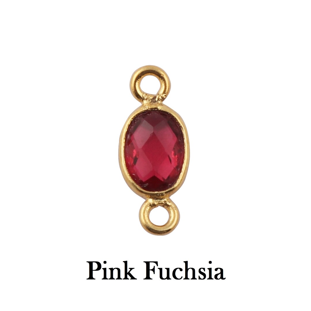 Pink Fuchsia Stone Connector Bezel - Gold Plated Bezel Connectors ...