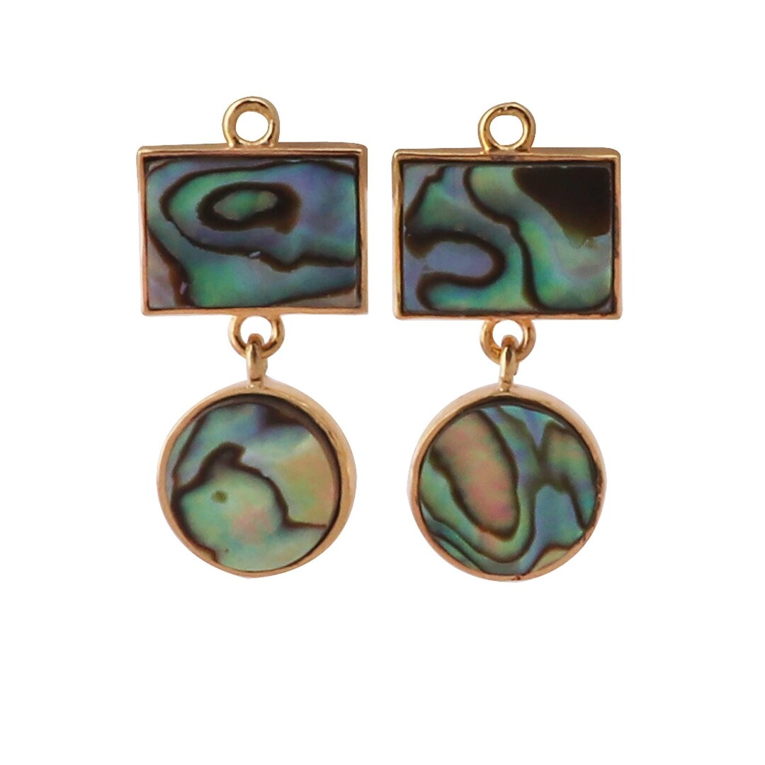 Natural Abalone Shell Connector Pair, Bezel Octagon Shape Connector ...