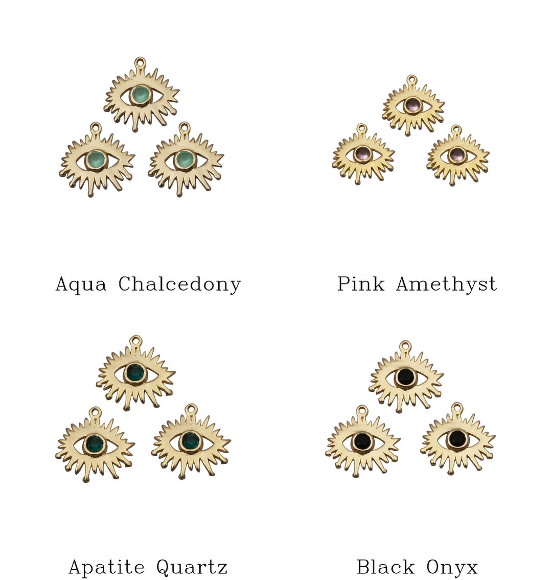 Black Onyx Evil Eye Connector, Brass Bail Charm, Jewelry Supplies - Etsy