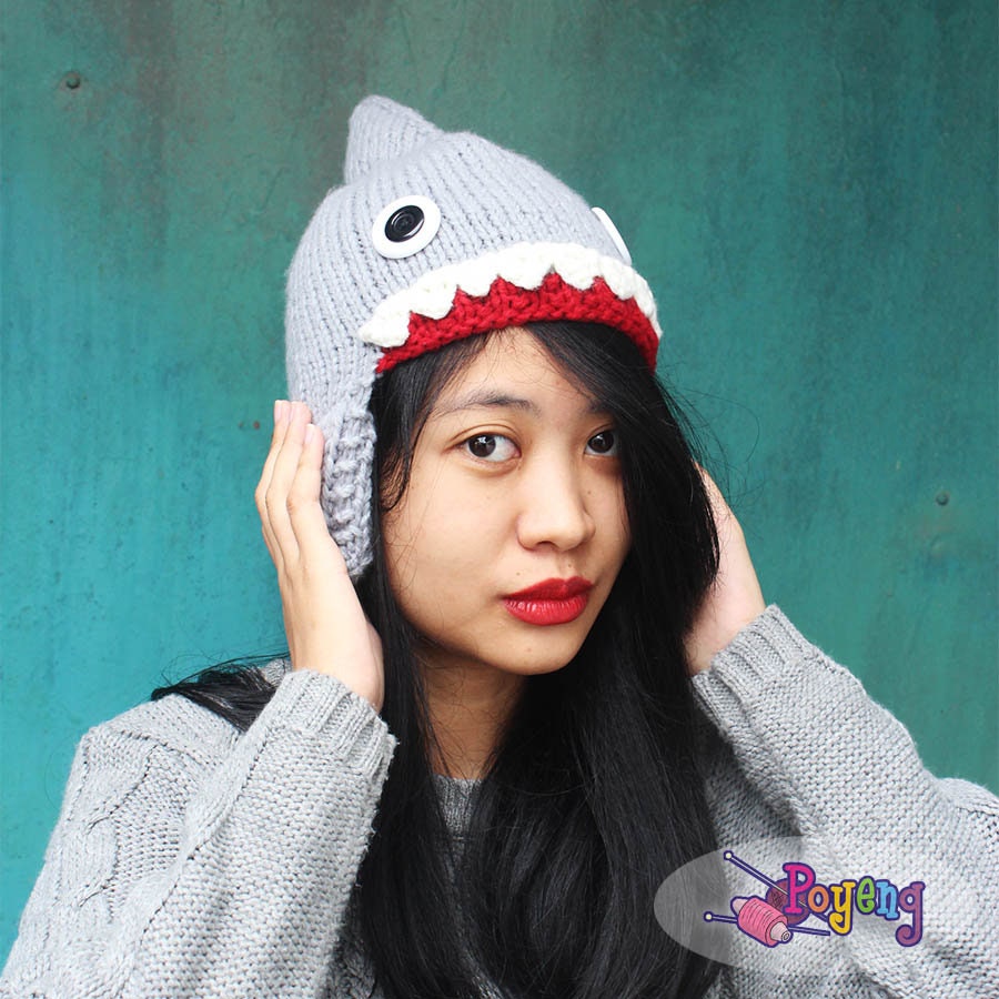 KNITTING PATTERN Shark Hat Baby, Adult Woman, Adult Man Size PDF - Etsy