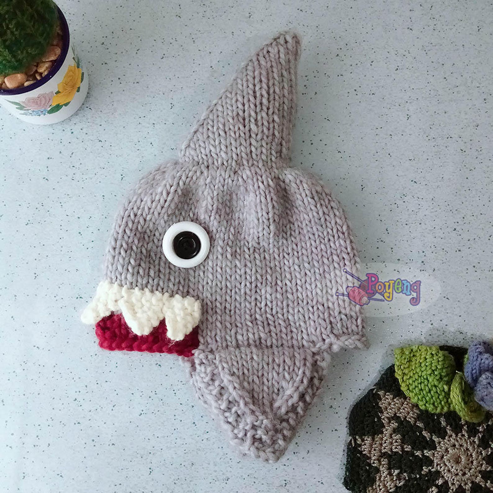 KNITTING PATTERN Shark Hat Baby, Adult Woman, Adult Man Size PDF - Etsy