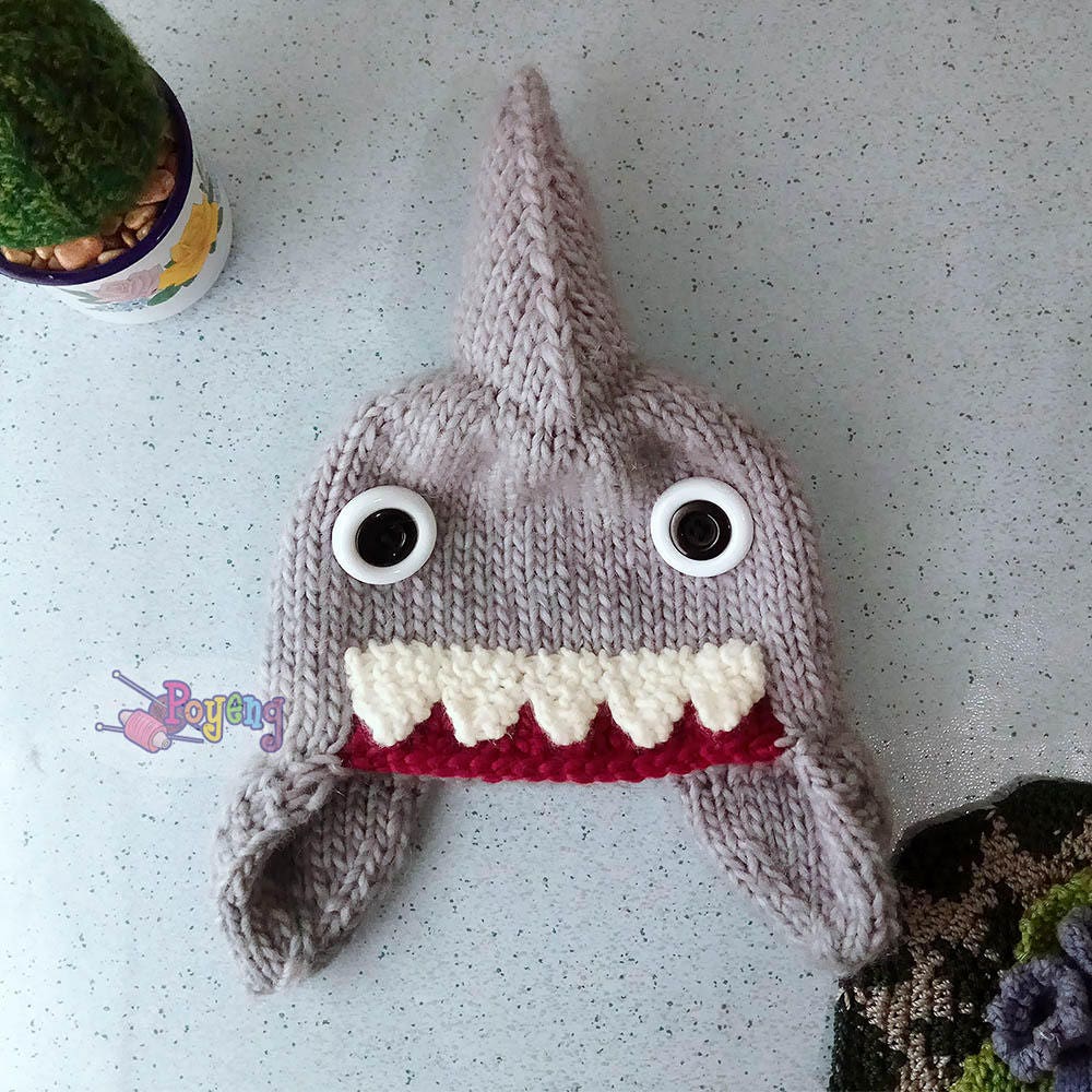 KNITTING PATTERN Shark Hat Baby, Adult Woman, Adult Man Size PDF - Etsy