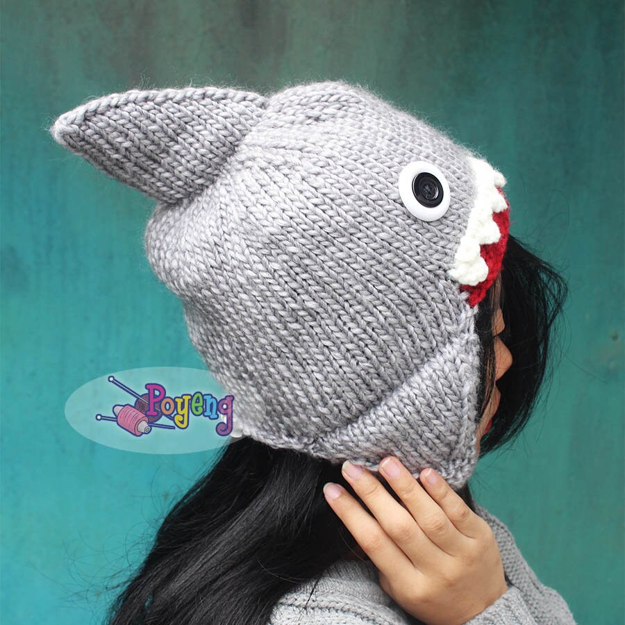 KNITTING PATTERN Shark Hat Baby, Adult Woman, Adult Man Size PDF - Etsy UK