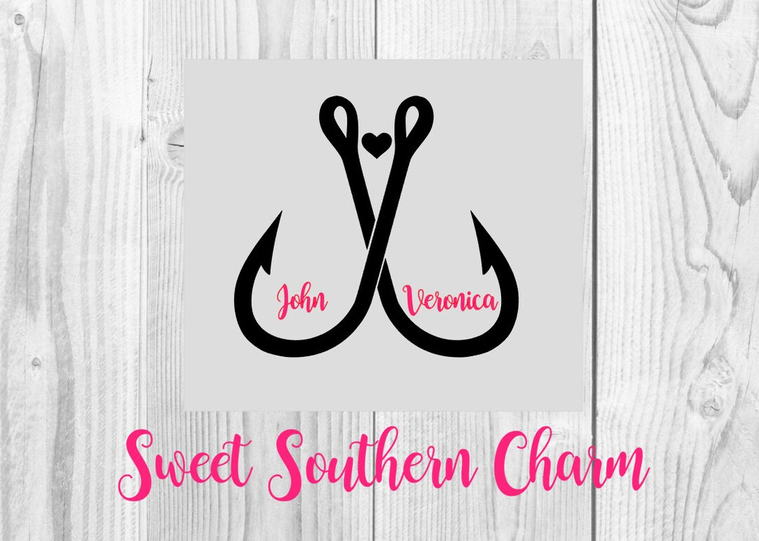 Double Fish Hook SVG File Fishing Digital Download Diy Gift for Her ...