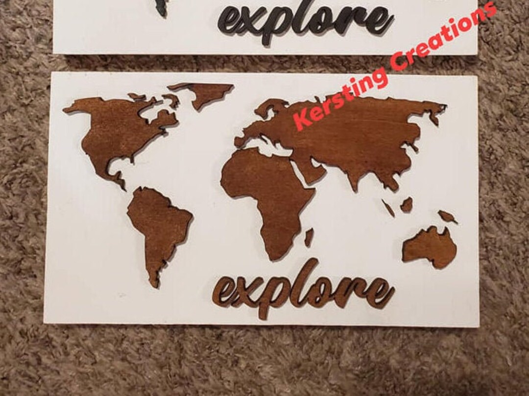 World Map SVG Instant Download Explore Wood Decoration File - Etsy