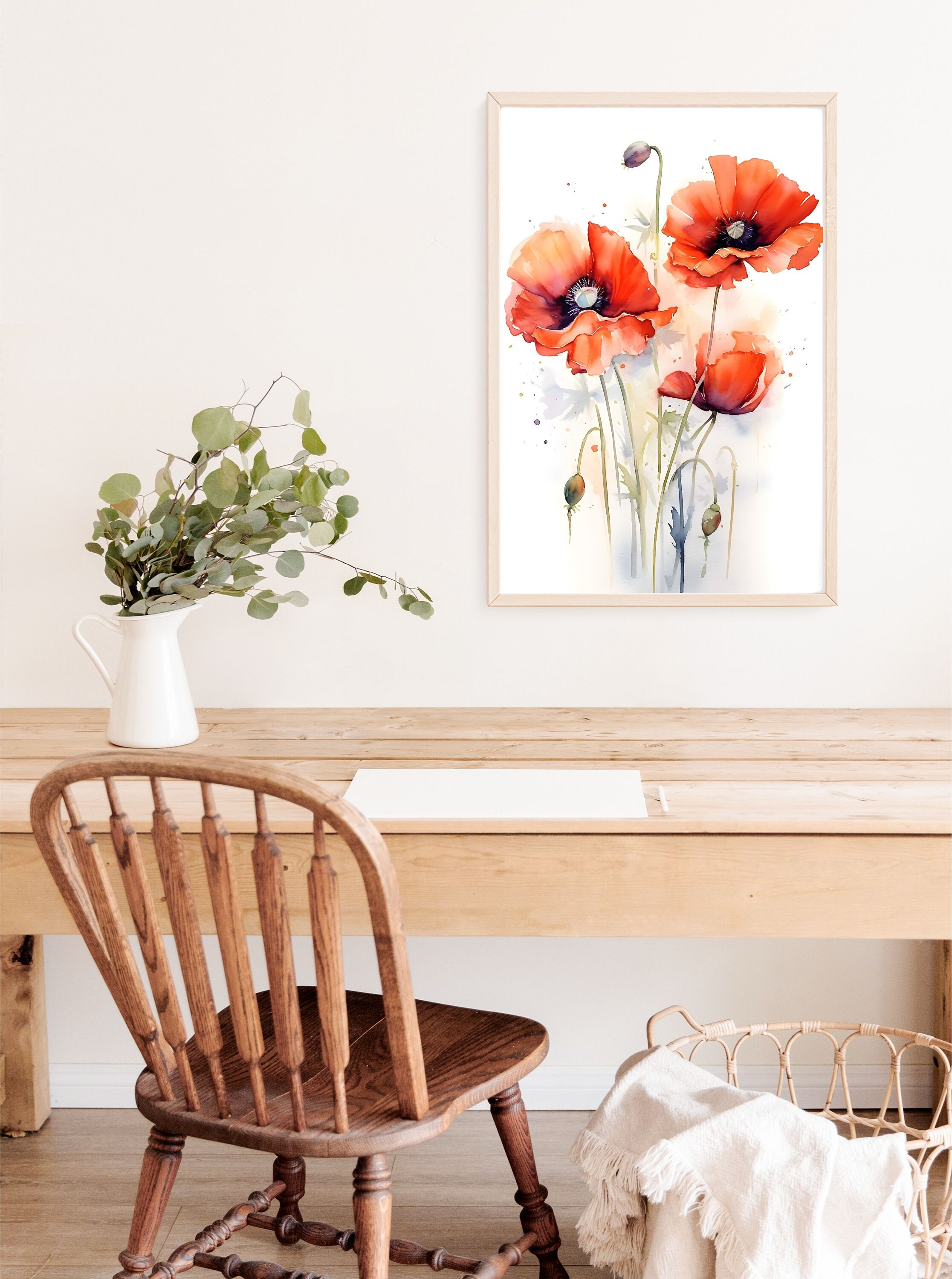 Red Poppies Wall Art Red Poppies Watercolor Wildflower Printable Wall ...