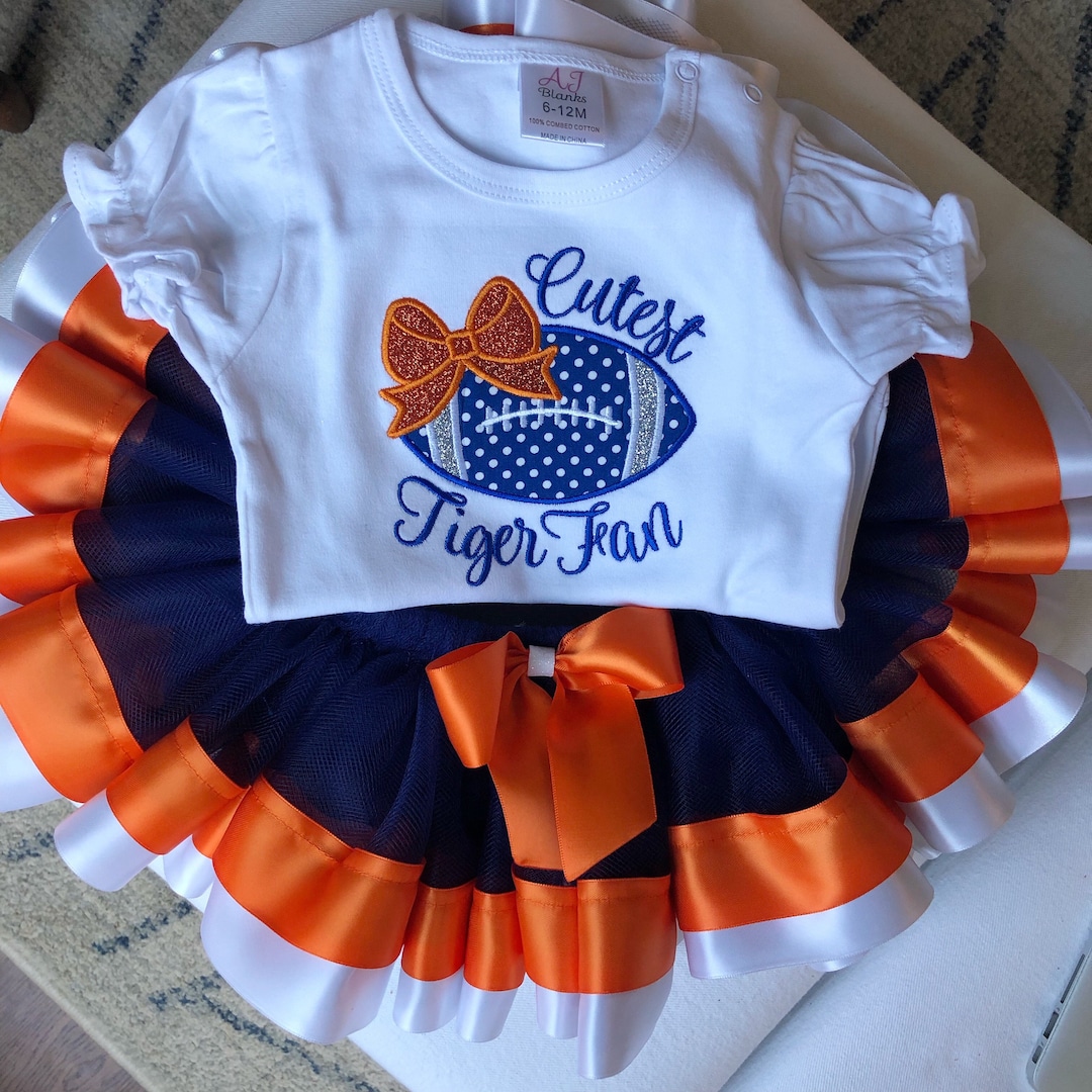 Embroidered Baby or Little Girl's Tiger Fan Tshirt or - Etsy