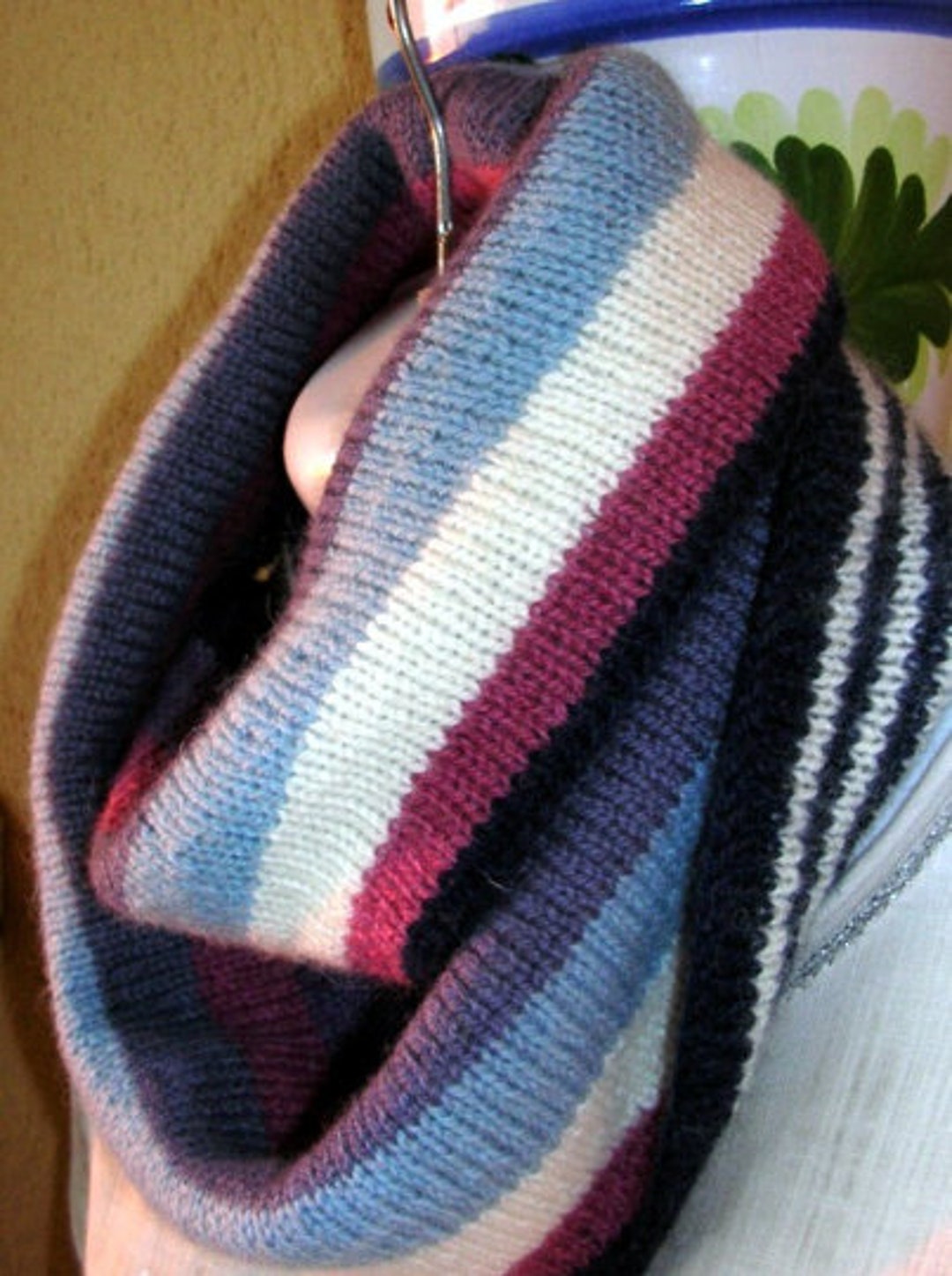 Bargain, Reversable Tubular Cowl, Striped Double Cowl, Blacker Breed Shetland Yarn, Ladies ...