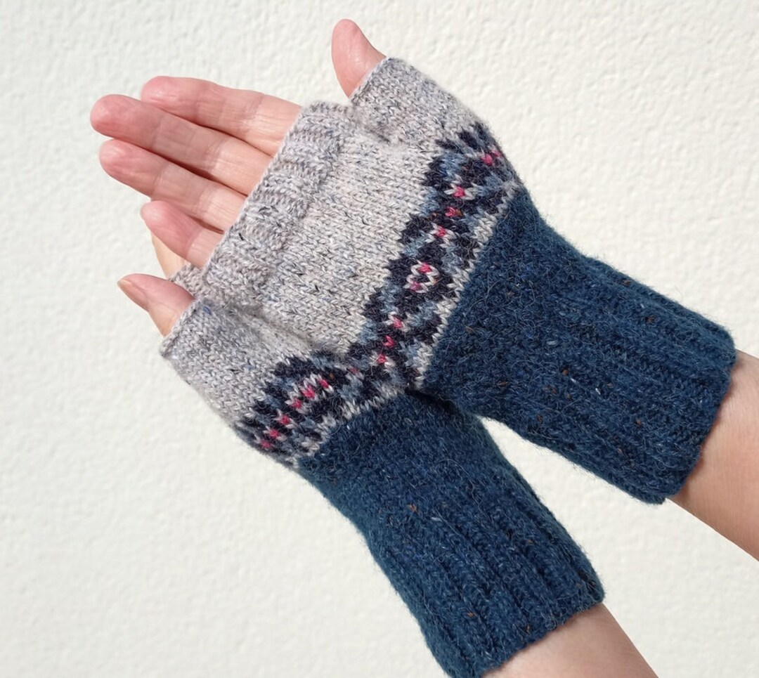 Fair Isle Rowan Felted Tweed Mitts, Hand Knitted, Super Warm, Fabulous ...