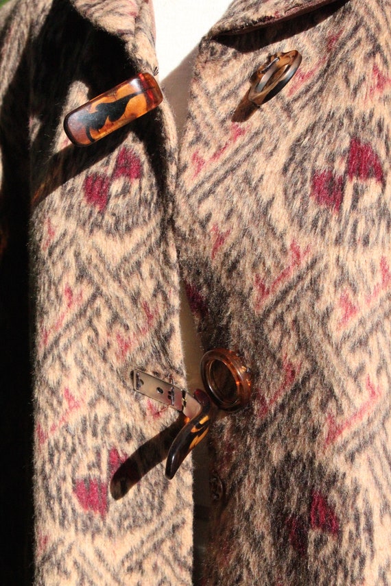 Vintage Brown Wool Asian Jacket w Unique Closures (Vi… - Gem