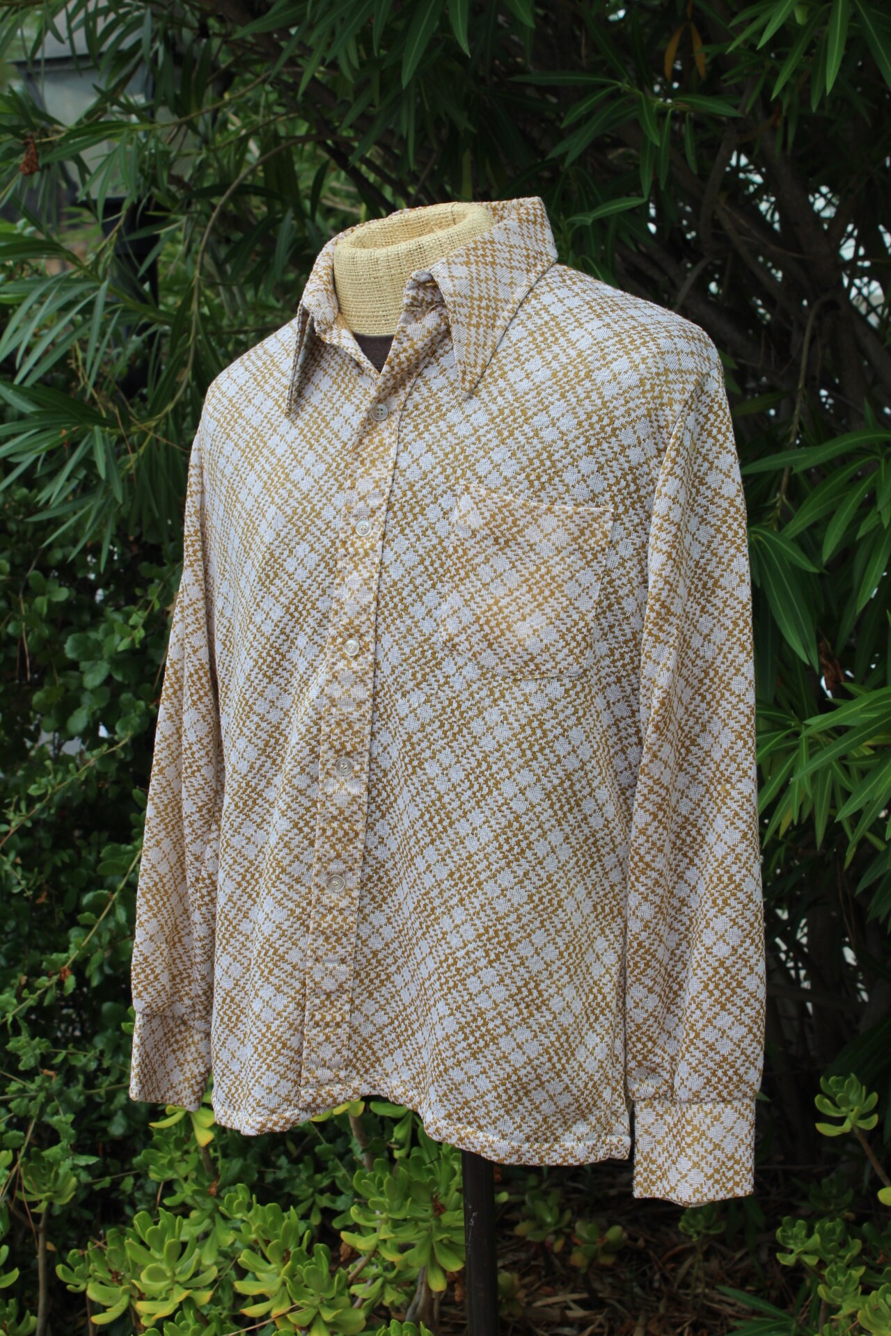 Funky 70s JC Penney's White / Goldenrod Yellow Shirt XL vintage / 70s ...