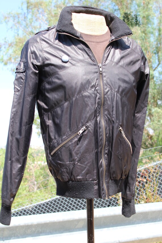 Hidden Hood Black Nylon Bomber Mesh Lining XS (Vintag… - Gem