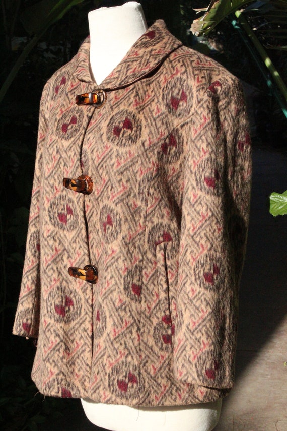 Vintage Brown Wool Asian Jacket w Unique Closures (Vi… - Gem