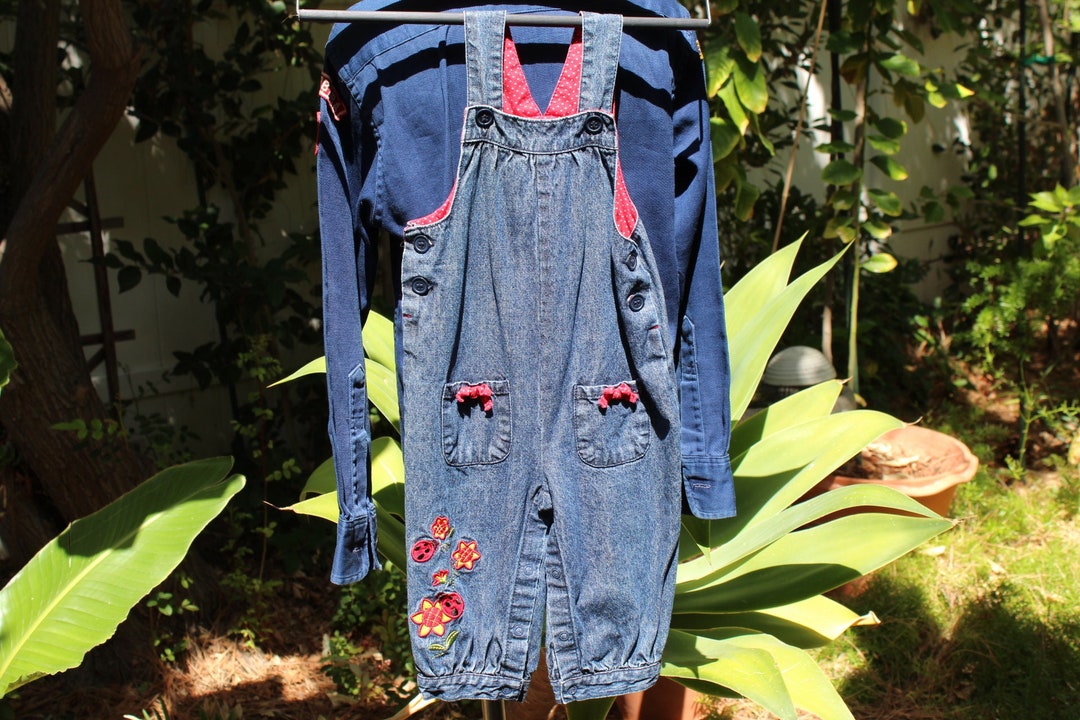Kid's Blue Cotton Ladybug Overalls 18 Months - Etsy