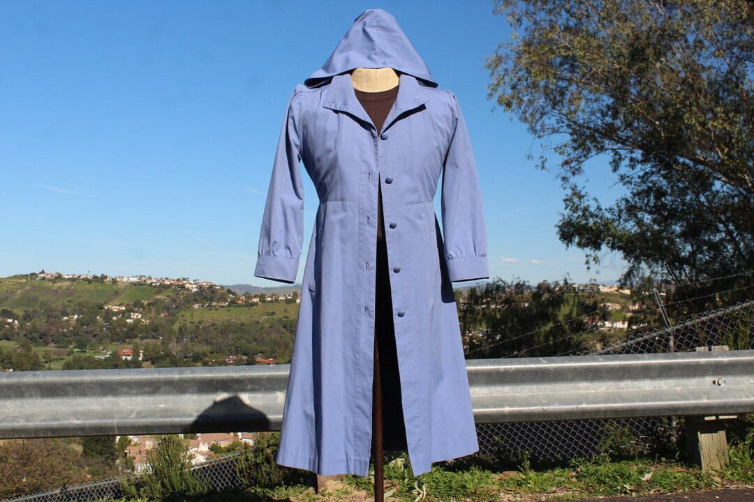 Hooded Powder Blue Trench Coat 7 / 8 (vintage / 80s / J Gallery) - Etsy