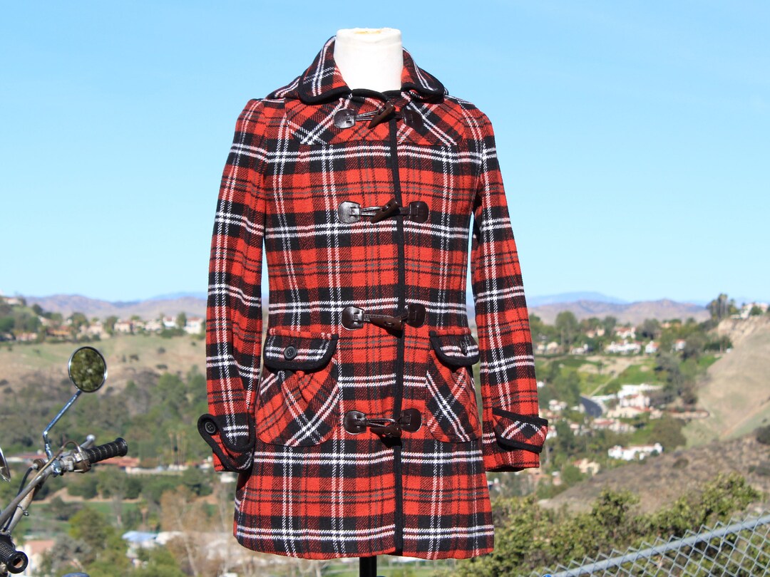 Vintage Red Plaid Car Coat With Detachable Hood (vintage / 80s) - Etsy