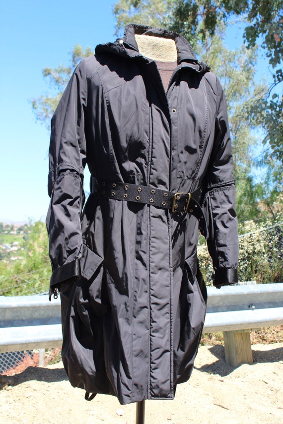 80s French Black Puffer Overcoat Womens Medium (Vinta… - Gem