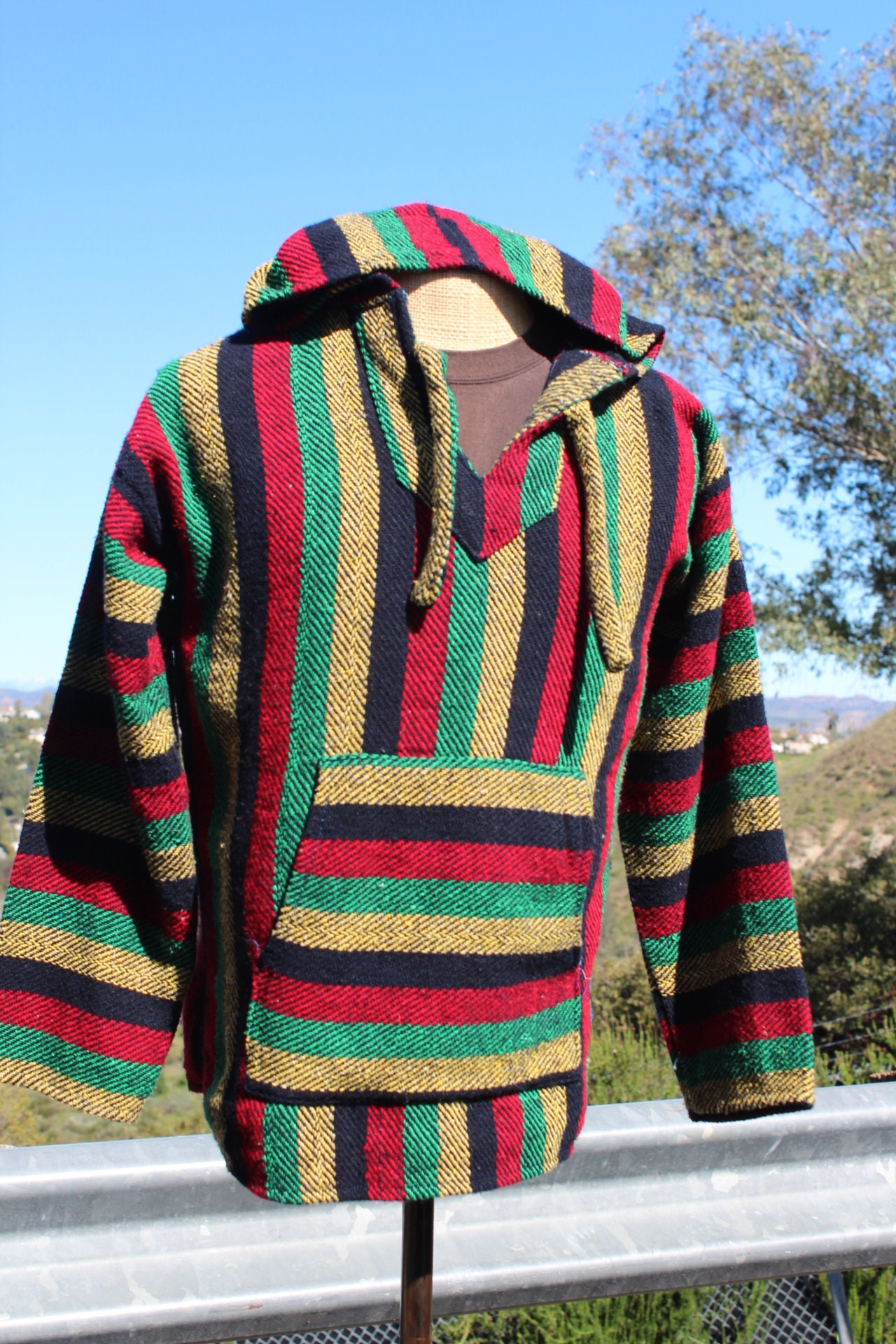 Vintage Red Yellow Black Green Rasta Baja Hoodie Large vintage / 90s - Etsy
