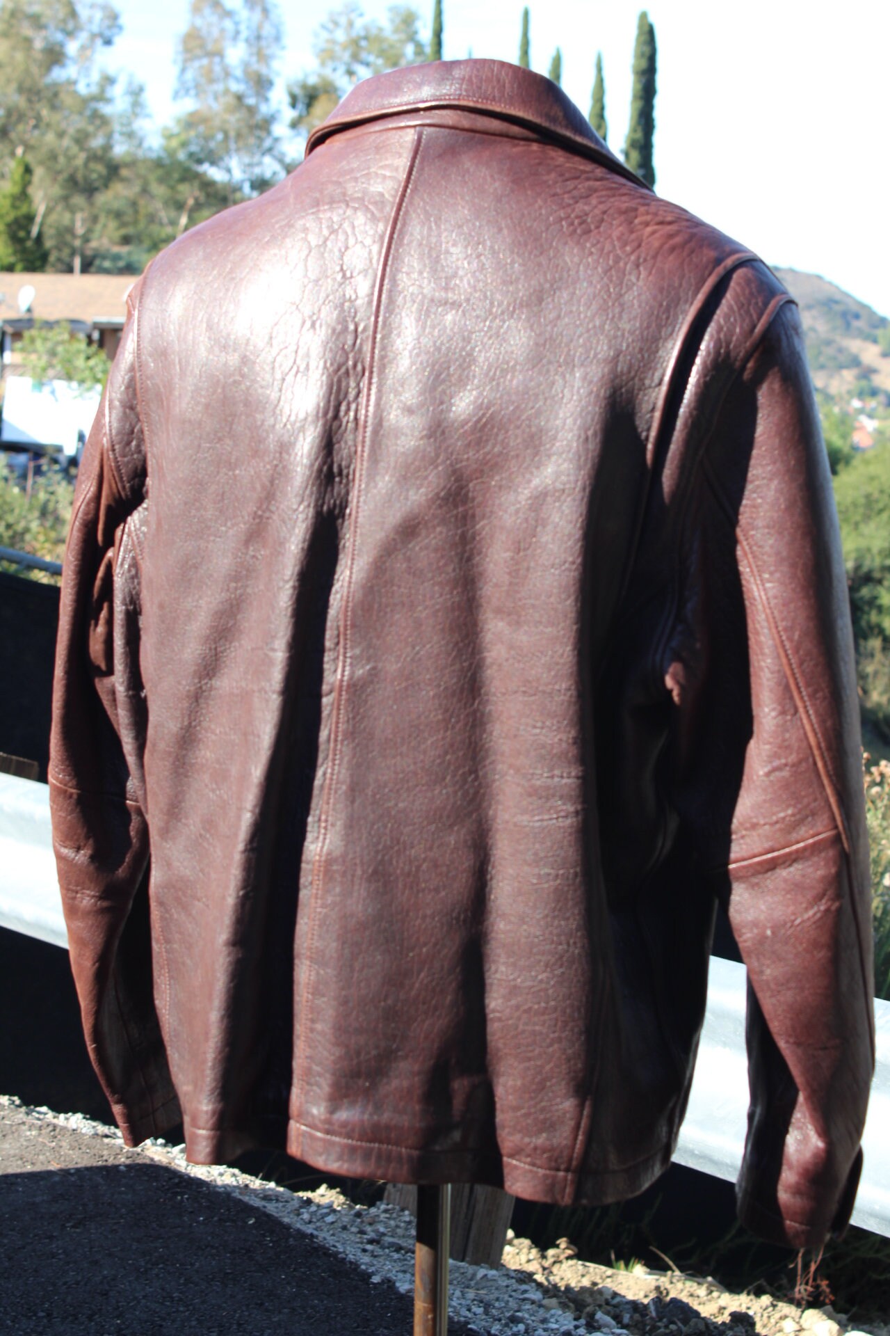 Vintage Dark Brown Leather Bomber Jacket XL vintage / 90s / Reilly ...