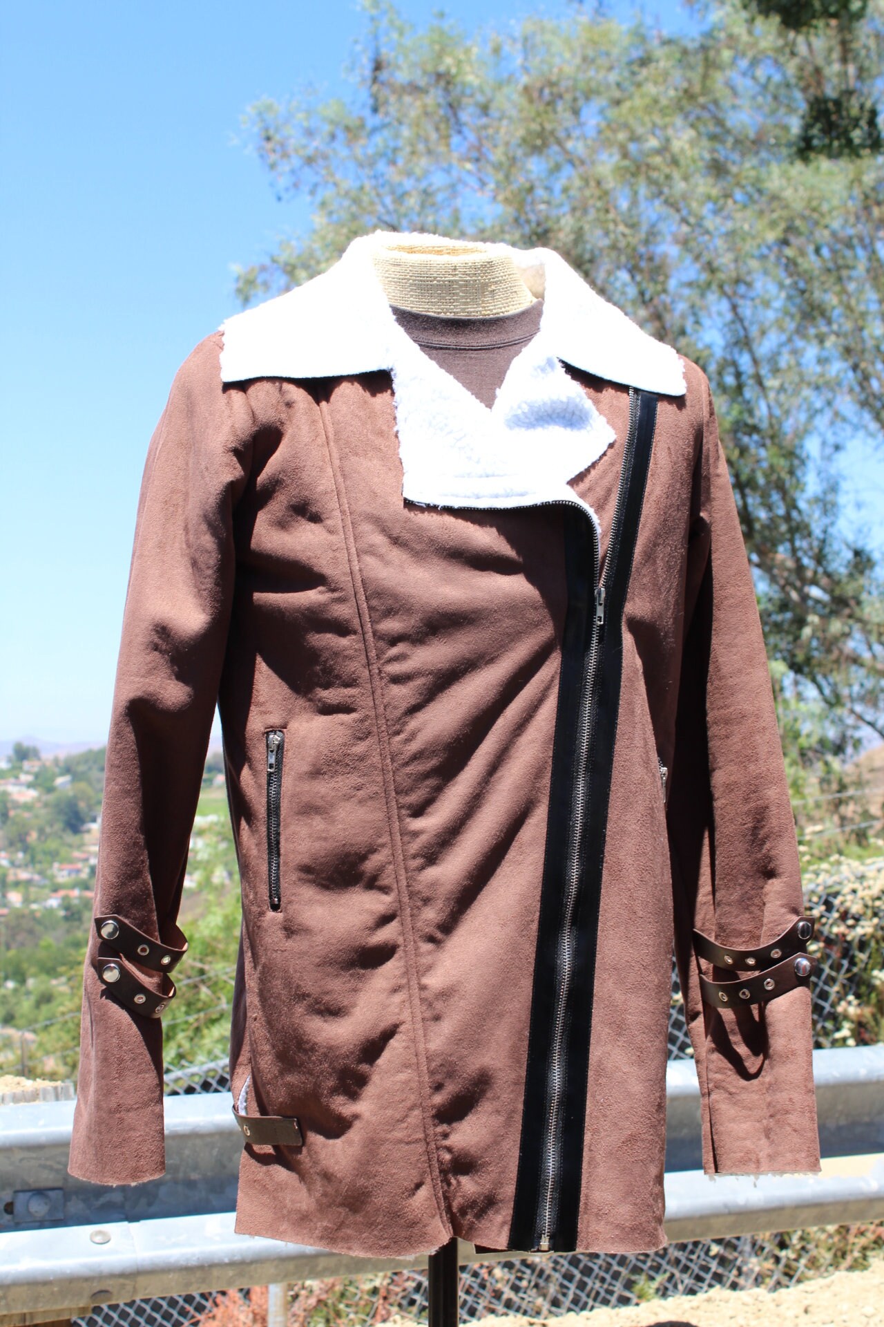 Brown Shearling Sherpa Long Motorcycle Jacket Medium vintage - Etsy