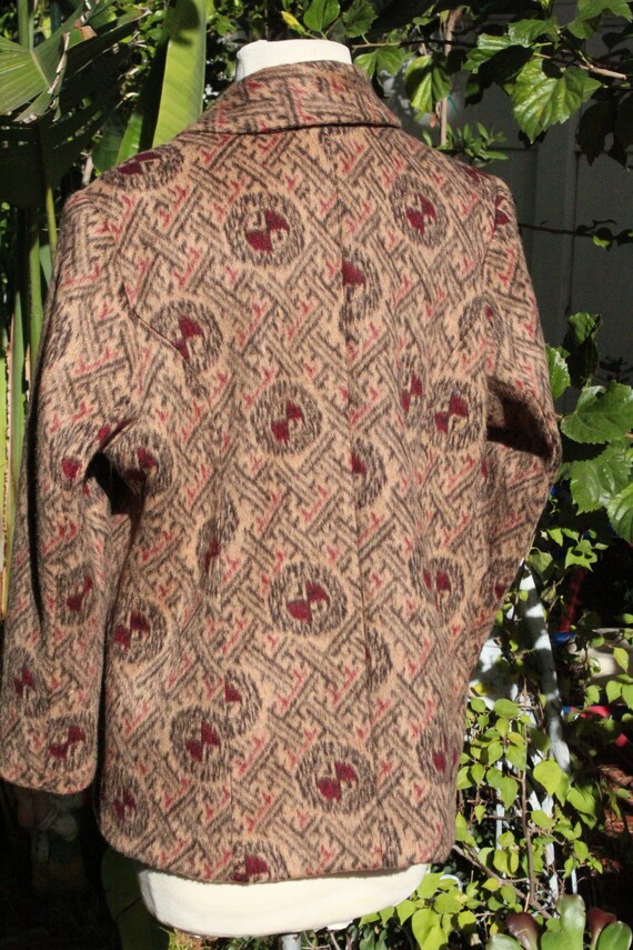 Vintage Brown Wool Asian Jacket w Unique Closures (Vi… - Gem