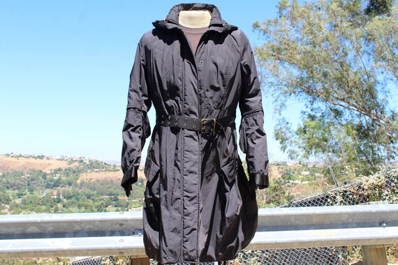80s French Black Puffer Overcoat Womens Medium (Vinta… - Gem
