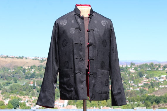 Red / Black Silk Reversible Cheongsam Jacket Medium (… - Gem