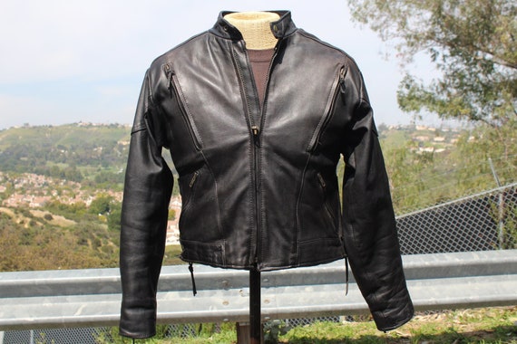 RARE Vintage Black / Dark Brown Leather Motorcycle Ja… - Gem