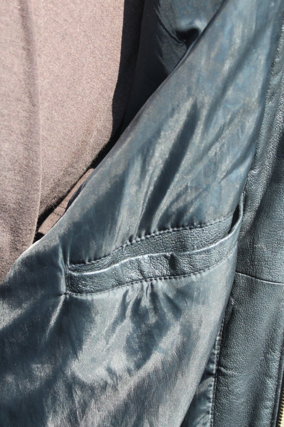 RARE Checkered Flag Black Leather Motorcycle Jacket w… - Gem