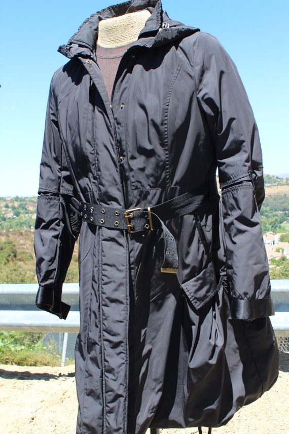 80s French Black Puffer Overcoat Womens Medium (Vinta… - Gem