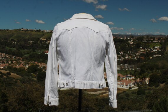 Vintage White Stretch Denim Trucker Jacket Western Cu… - Gem
