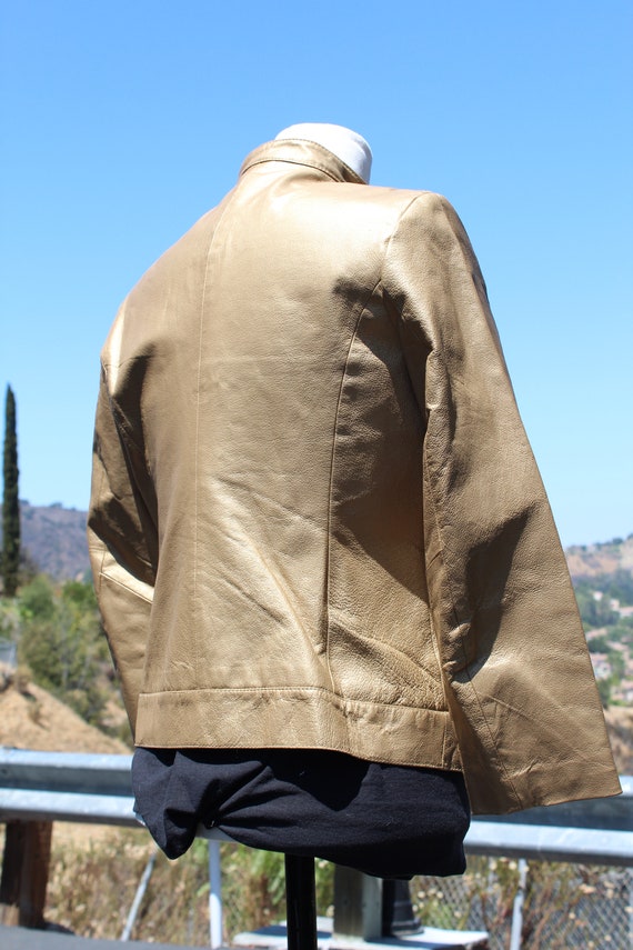 Gold Metalic Leather Motorcycle Jacket (Vintage / 80s) - Gem