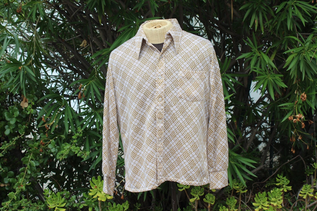 Funky 70s JC Penney's White / Goldenrod Yellow Shirt XL vintage / 70s ...