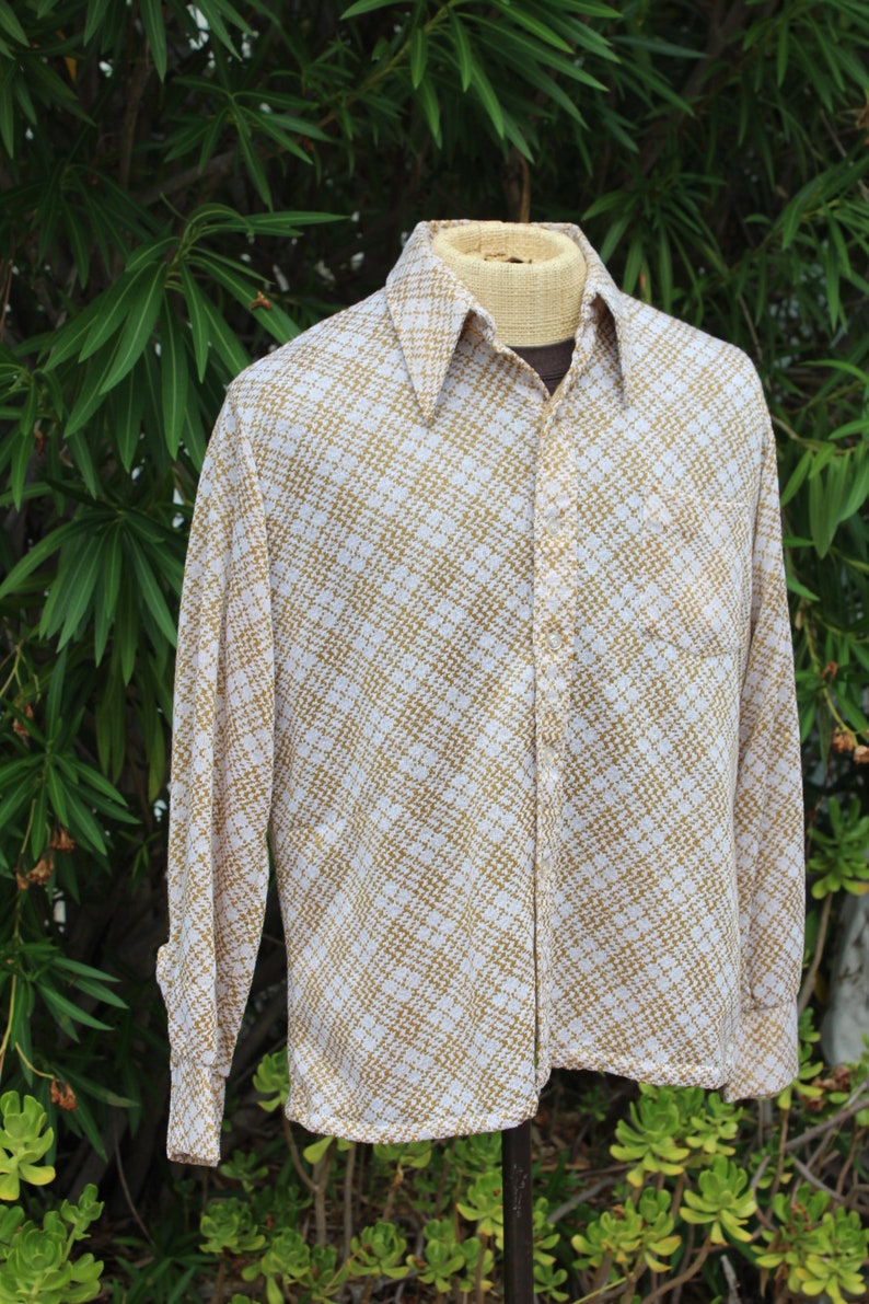 Funky 70s JC Penney's White / Goldenrod Yellow Shirt XL vintage / 70s ...