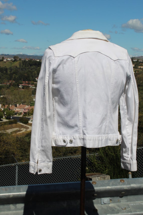 Vintage White Stretch Denim Trucker Jacket Western Cu… - Gem