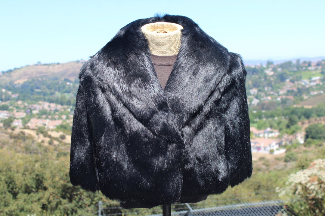 80s Vintage Black Rabbit Fur Cape One Size vintage / 80s / BCBG Max ...
