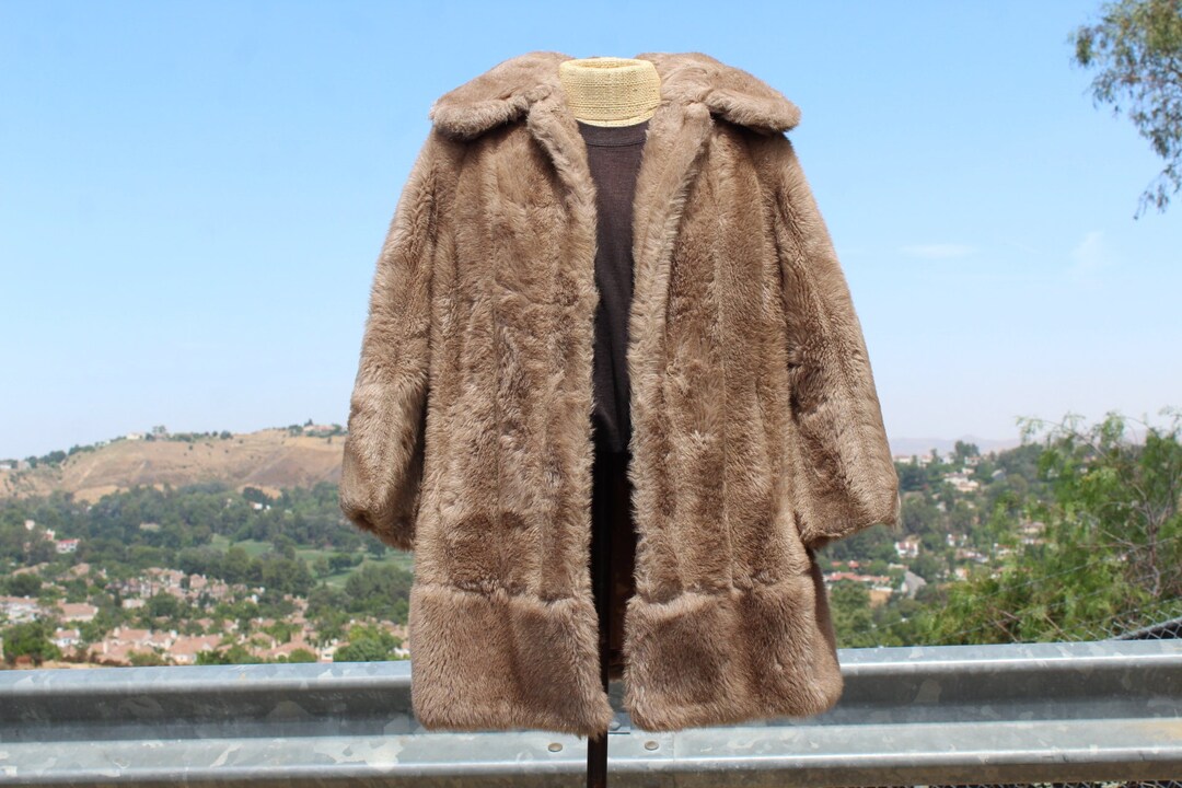 50s Susan Lynn Vintage Brown Faux Fur Swing Coat 10 Vintage 50s Susan Lynn Etsy