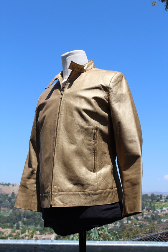 Gold Metalic Leather Motorcycle Jacket (Vintage / 80s) - Gem