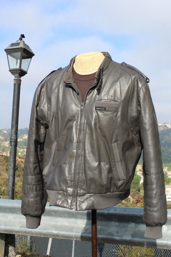Rare Gray Members Only 80s Leather Motorcycle Jacket … - Gem