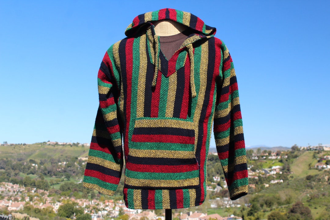 Vintage Red Yellow Black Green Rasta Baja Hoodie Large vintage / 90s - Etsy
