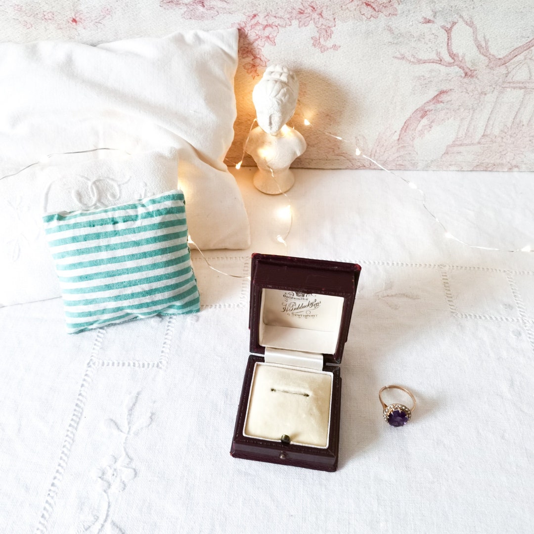 Antique Large Tooled Maroon Leather Ring Box - Etsy