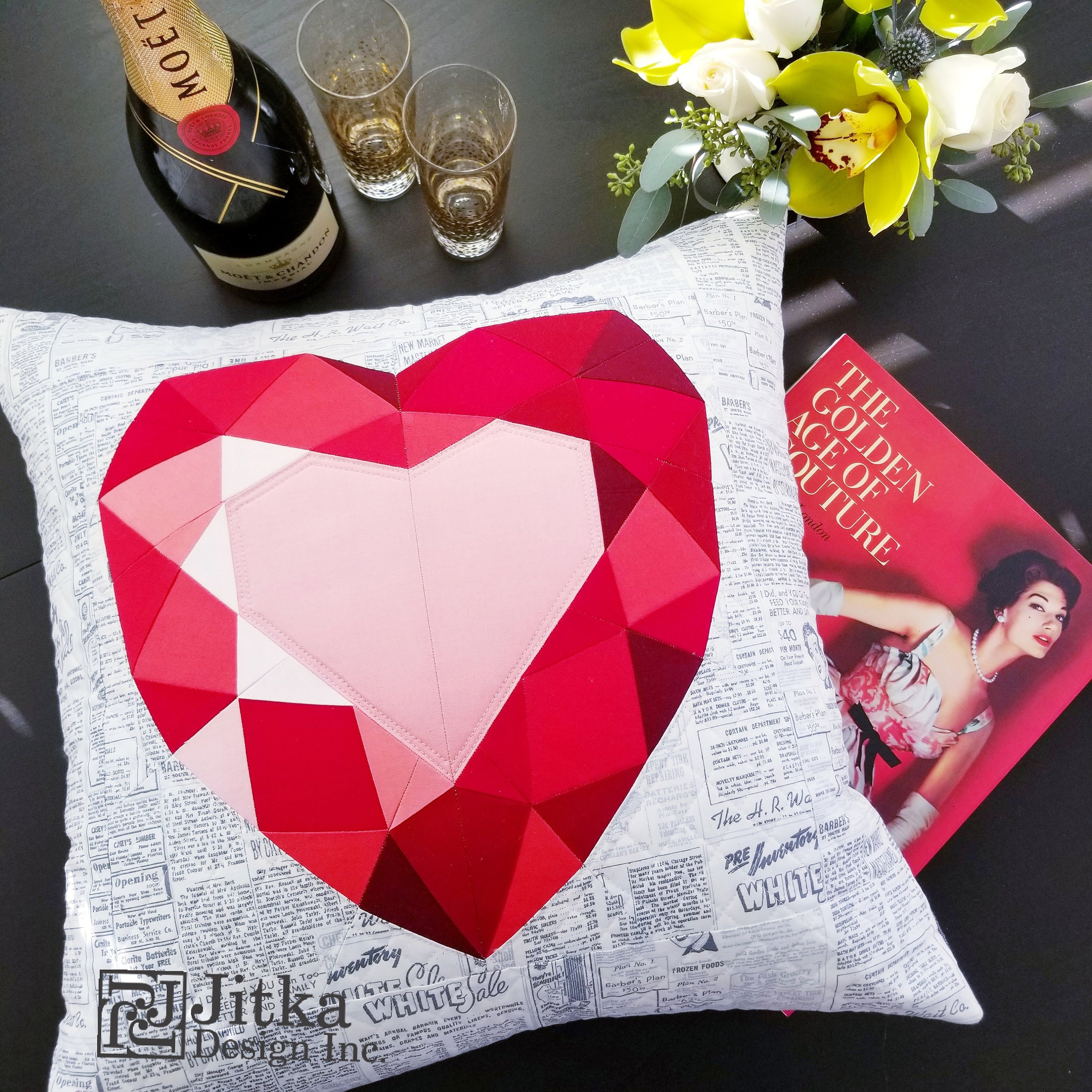 Diamond Heart Foundation Paper Piecing Pattern | Etsy