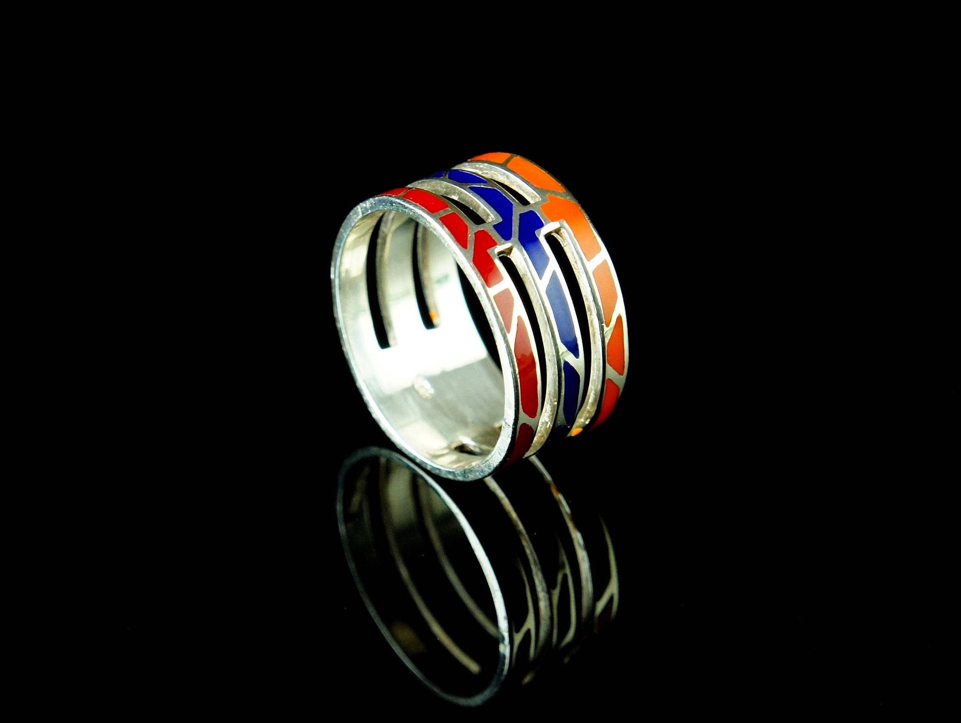 Enamel on Silver - Sterling Silver Ring – Silver Ring - Armenian Gifts ...