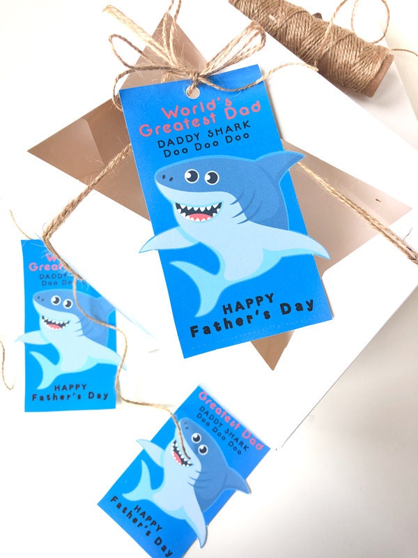 Happy Fathers Day Daddy Shark Gift Tags Printable PDF Download - Etsy