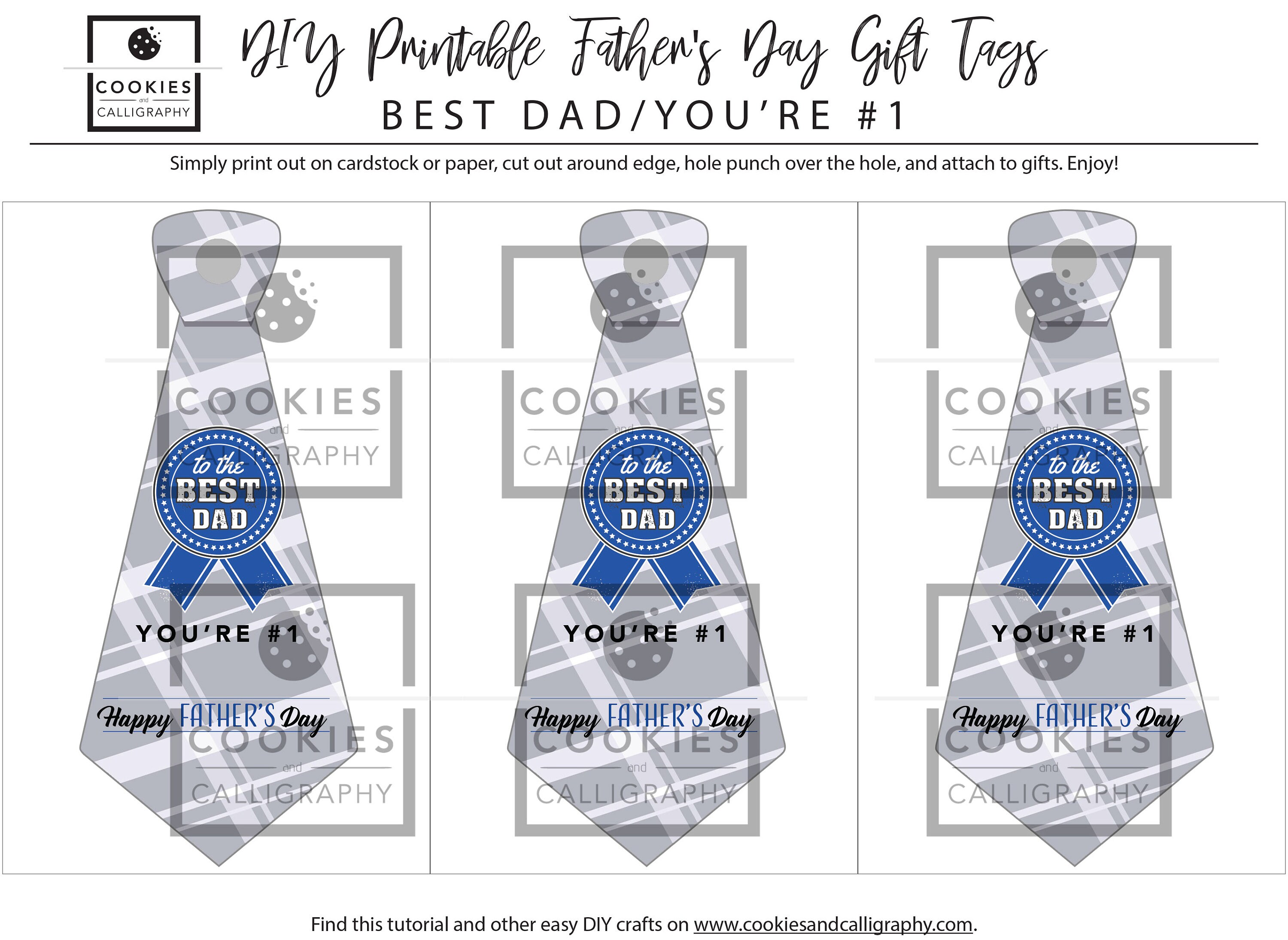 Happy Fathers Day Necktie Gift Tags | Printable PDF Download - Etsy