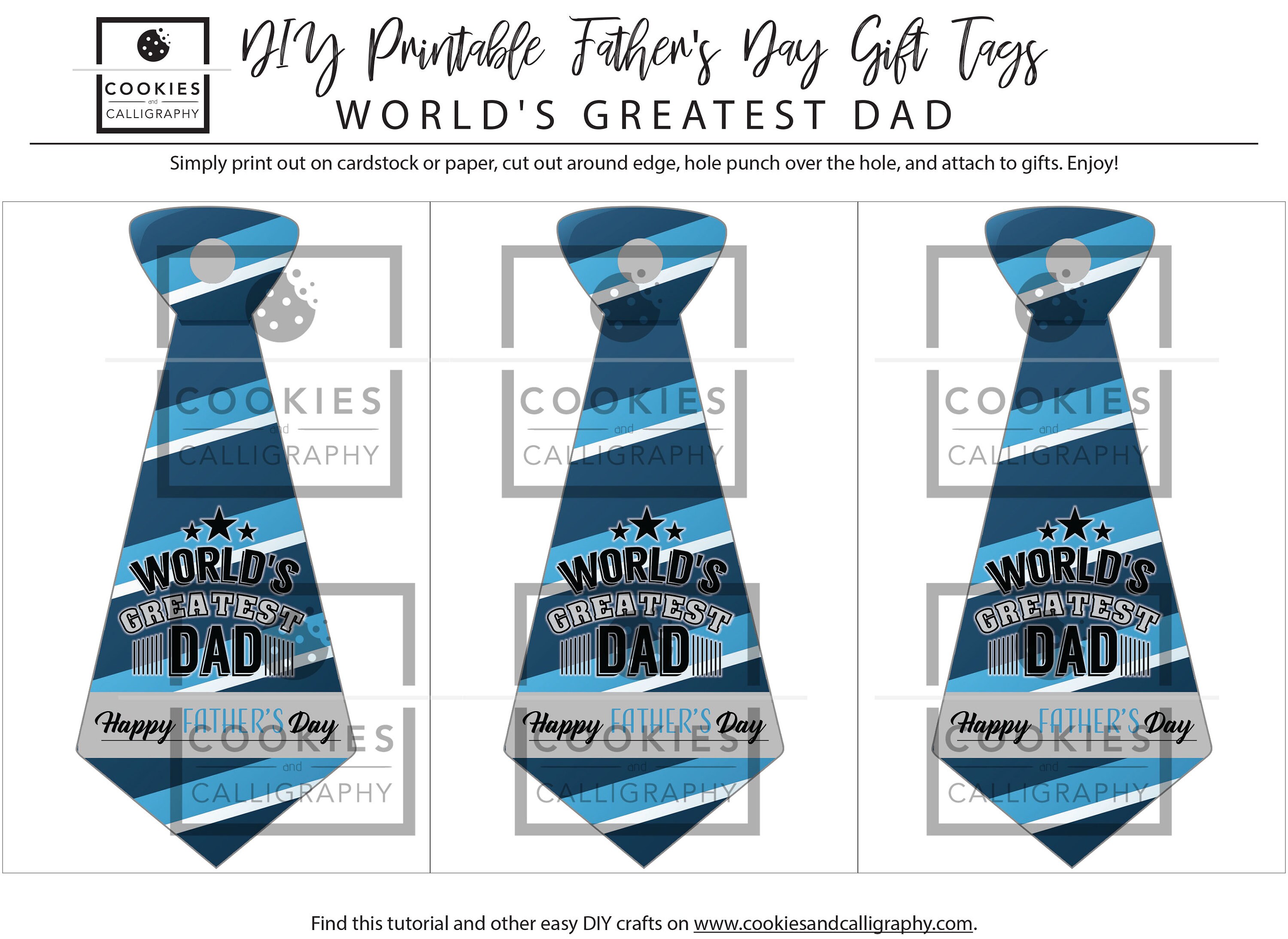 Happy Fathers Day Necktie Gift Tags | Printable PDF Download - Etsy
