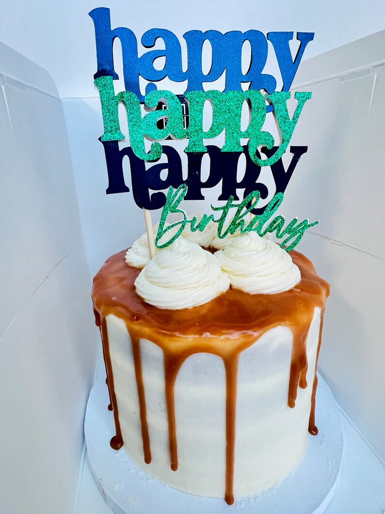 Happy Happy Happy Birthday Cake Topper Double Sided 3 Tier - Etsy